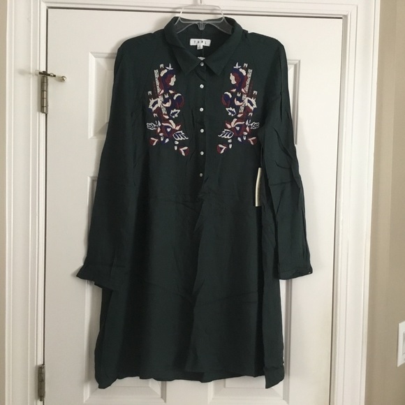 THML | Dresses | Nwt Thml Green Floral Embroidered Dress M | Poshmark